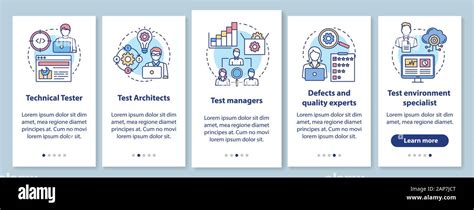 Software Testing Roles Onboarding Mobile App Page Screen With Linear Concepts Qulity Control