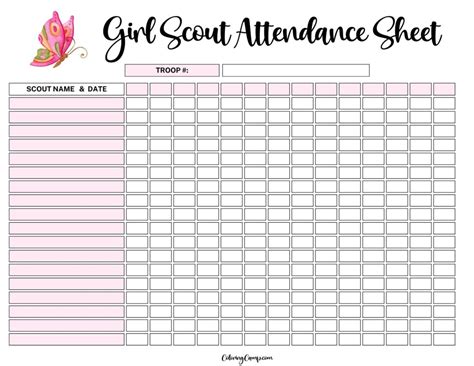 Free Girl Scout Attendance Sheet