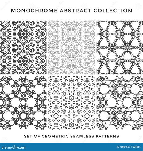 Monochrome Abstract Seamless Pattern Set Stock Vector Illustration Of Eastern Backdrop 70081667