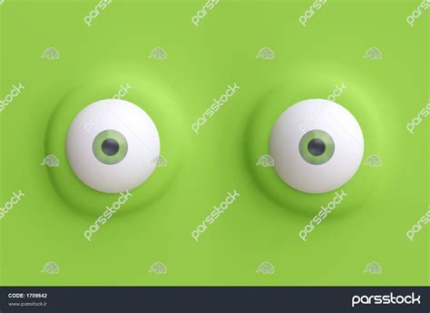 دو چشم کارتونی خنده دار سبز عنصر احساس چهره شخصیت ها رندر سه بعدی 1709642