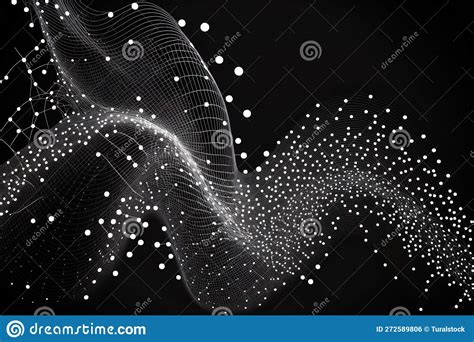 Dots And Lines In A Wave Background Is Amorphous Structure Of Network Connections Stock