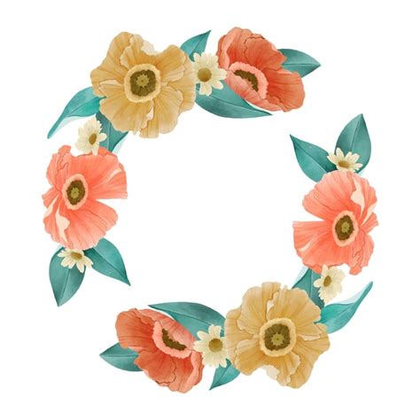 수채화 꽃 프레임 디자인 무료 벡터