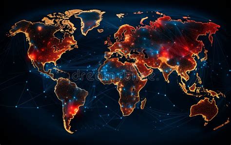 Global User Network World Map Display Generative By Ai Stock