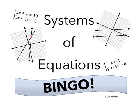 Solving Systems Of Equations Eliminationsubstitutiongraphing Bingo