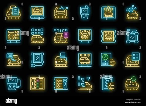 Car Diagnostic Scanner Icons Set Outline Vector Computer Digital Data