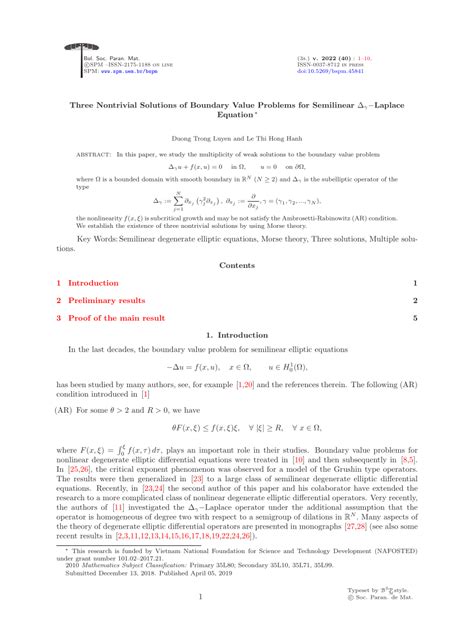 Pdf Three Nontrivial Solutions Of Boundary Value Problems For Semilinear Delta { Gamma