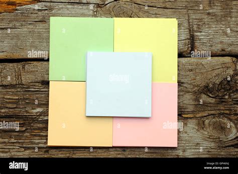 Stack Of Colorful Sticky Notes On Wooden Background Stock Photo Alamy