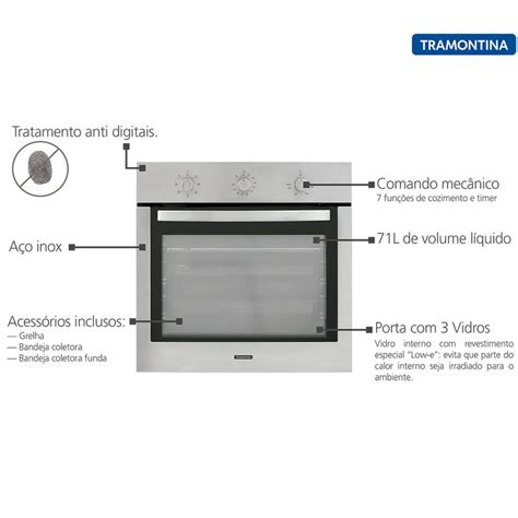 Forno De Embutir Elétrico Tramontina New Cook De Convecção Com Grill