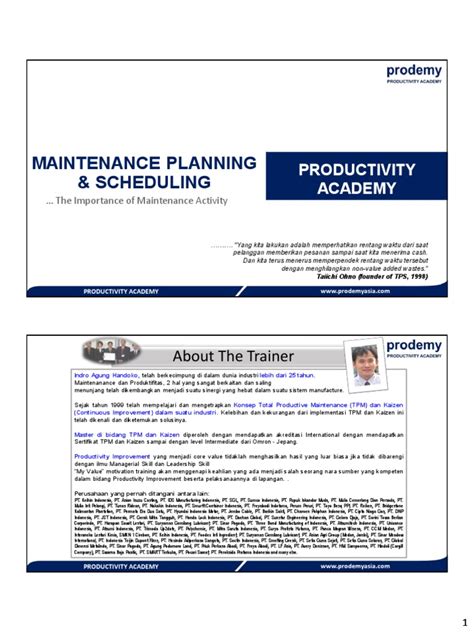 Maintenance Planning And Scheduling Prodemy 060722 Pdf
