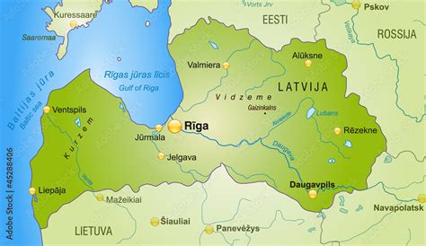 Stock Illustration „map Of Latvia With Neighboring Countries As An