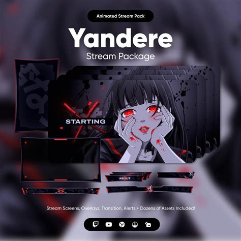 Anime Girl Yandere Twitch Overlay Pack · Animated Stream Overlay · Obs