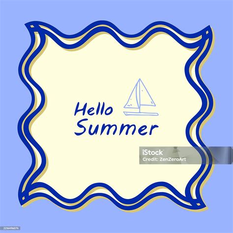 프레임 낙서 웨이브 가장자리 테두리 세트 손으로 그린 페인트 브러시 물결 모양의 선 획 푸른 바다 색 배경 여름 광장 기하학적 모양 포스터 벽지 텍스트 복사 공간 현대 벡터