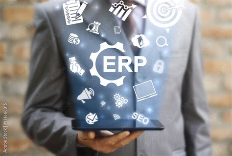 Business Erp Represent Display Icon With Enterprise Resource Planning