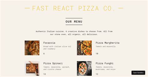Fast React Pizza Codesandbox