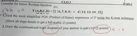 Solved Consider The Below Boolean Function Pts Zn Chegg