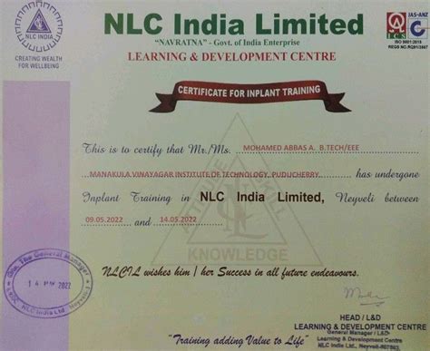 Mohamed Abbas On Linkedin Work Opportunity Experience Training Inplant Nlcindia Coalmining