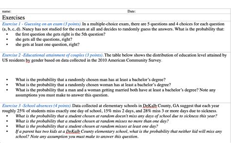Solved Name Date Exercises Exercise 1 Guessing On An