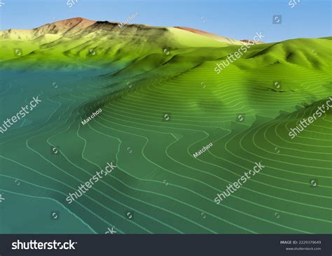 D Rendering Digital Terrain Model Aerial Stock Illustration