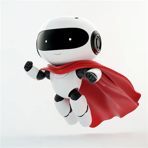 The AI Support Superhero Depicted As A D Modern Icon Flies In A Red Cape As A Chat Bot Stock