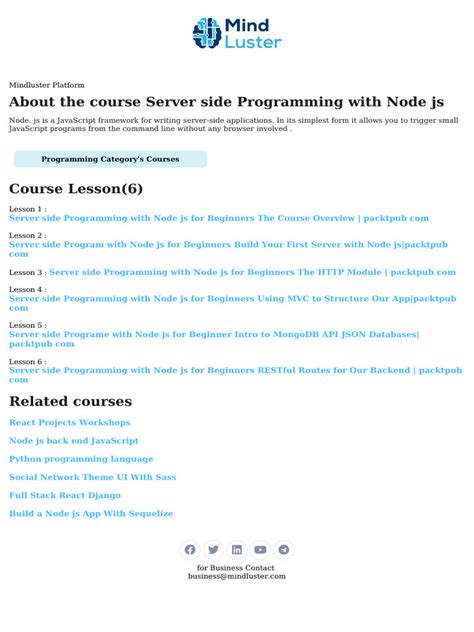 Server Side Programming With Node Js Course Content Pdf