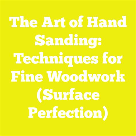 The Art Of Hand Sanding Techniques For Fine Woodwork Surface Perfection