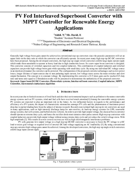 Pdf Pv Fed Interleaved Superboost Converter With Mppt Controller For Renewable Energy Applications
