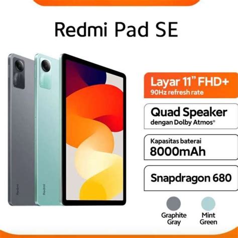 Promo Xiaomi Redmi Pad Se Gb Gb Snapdragon Layar Fhd Mah Diskon Di