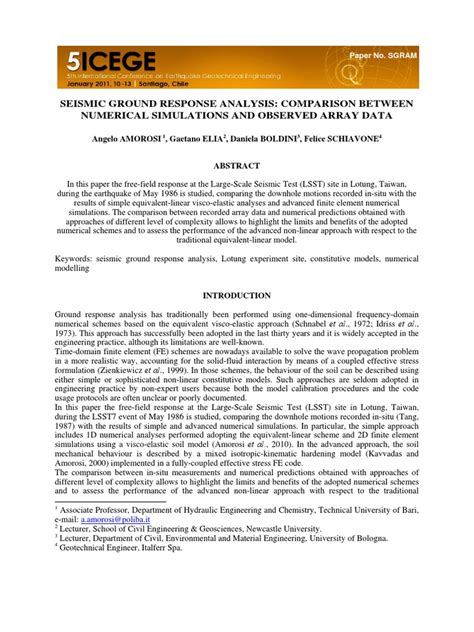 Pdf Seismic Ground Response Analysis Comparison Between Numerical