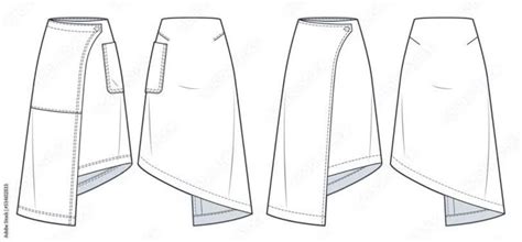 Asymmetric Wrap Skirts Fashion Illustration Long Asymmetrical Skirt