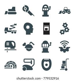Machine Icons Set 16 Editable Filled Stock Vector Royalty Free