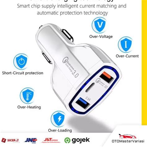 Jual Charger Mobil Motor Fast Charging 7A 35W Qualcomm Quick Type C 3 Port Shopee Indonesia