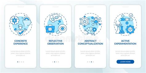 Kolbs Experiential Theory Blue Onboarding Mobile App Screen Stock Vector Illustration Of