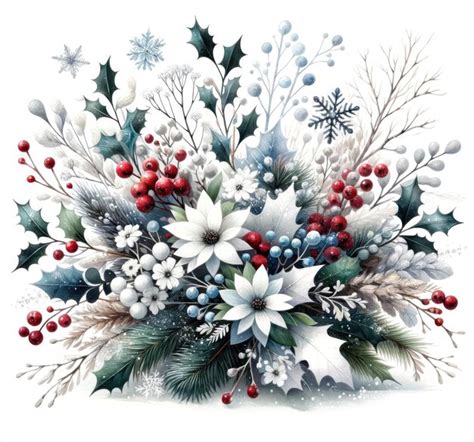 Premium Photo Watercolor Winter Floral Arrangement
