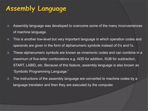 Features Of Machine Language Assembly Language High Level Language And Their Advantages