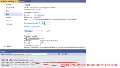 Data Classification Microsoftmlfasttree Package Cannot Be