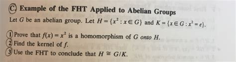 solved fht applied to abelian groups c example of the let g