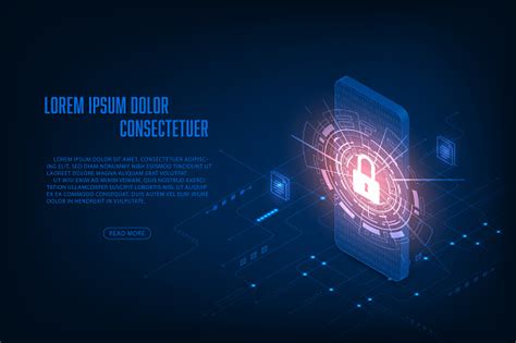 Vector Isometric Data Security System With Mobile Phone Concept Stock Illustration Download