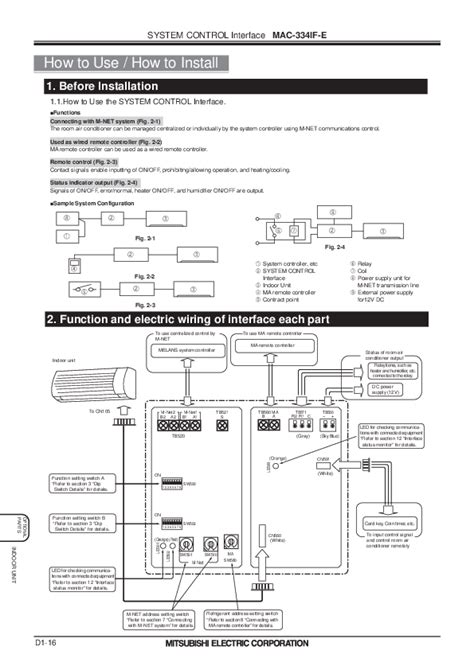 Mitsubishi Electric MAC 334IF E System Control Interface Installation Guide