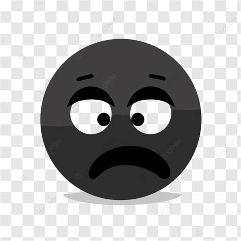 슬픈 검은 이모티콘 흰색 배경에 고립 벡터 흰색 배경에 당황한 이모티콘의 단순한 검은색 아이콘 그림자 없음 작은 프레임 중앙 Png 일러스트 및 벡터 에 대한 무료