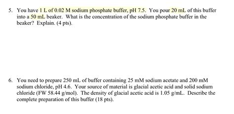 Solved You Have L Of M Sodium Phosphate Buffer PH Chegg Com