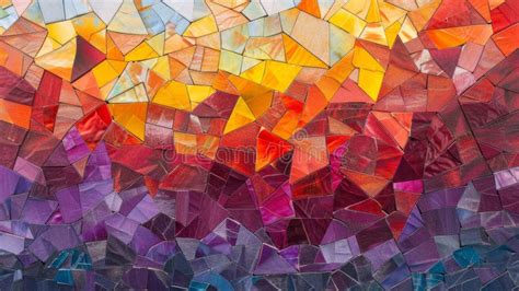 Vibrant Abstract Mosaic With Triangular Patterns In A Sunset Color