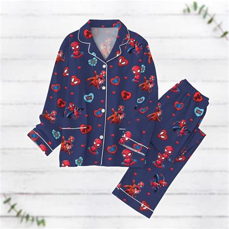 Spider Man Valentines Pajamas Set Spiderman Holiday Pajamas Superhero