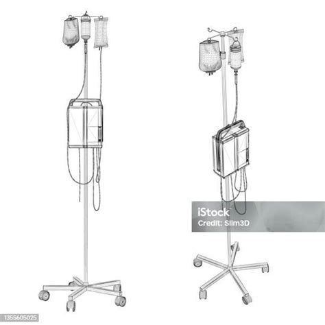 흰색 배경에 고립 된 검은 색 선으로 만든 드롭퍼랙의 와이어 프레임 측면 보기 등등 측정 3d 벡터 일러스트레이션 3차원 형태에 대한 스톡 벡터 아트 및 기타 이미지