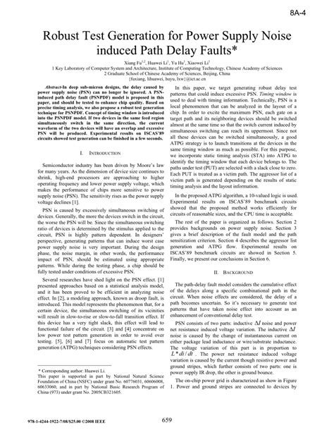 pdf robust test generation for power supply noise induced path delay