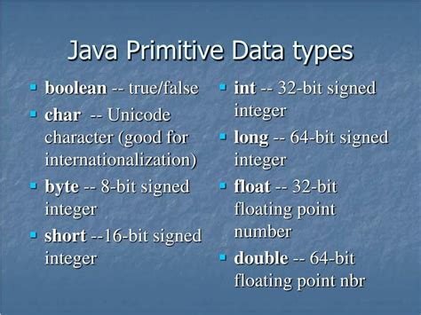 PPT Java Primitives PowerPoint Presentation Free Download ID