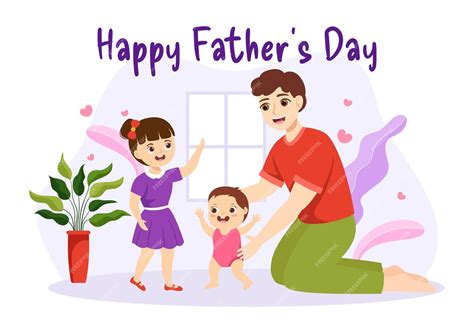 Premium Vector Happy Fathers Day Illustration With Father And His Son