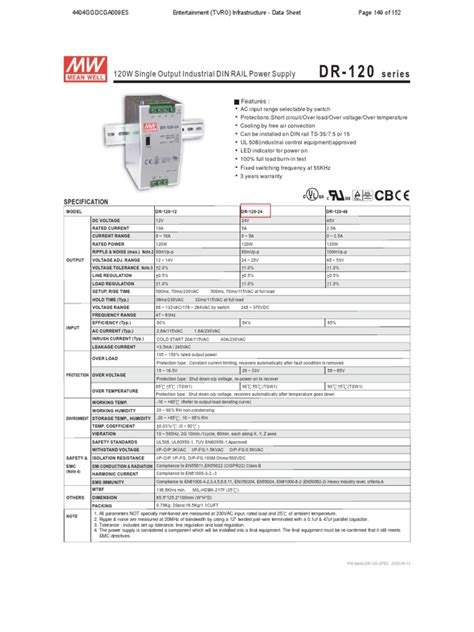 DR 120 24 | PDF | Power Supply | Physical Quantities