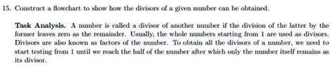 Solved Construct A Flowchart To Show How The Divisors Of A Given