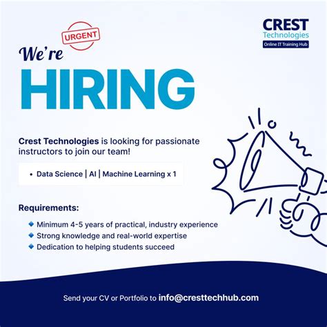 Crest Technologies On Linkedin Werehiring Datasciencejobs Aiinstructor Machinelearning
