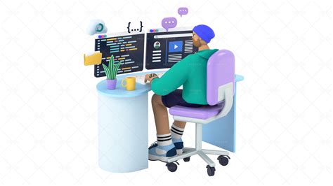 a programmer coding with two screens graphics motion array